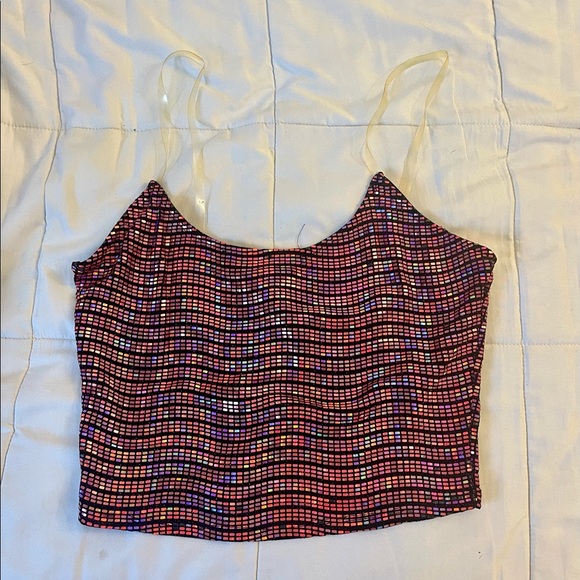Tops | Clear Strap Reflective Disco Crop Top | Poshmark